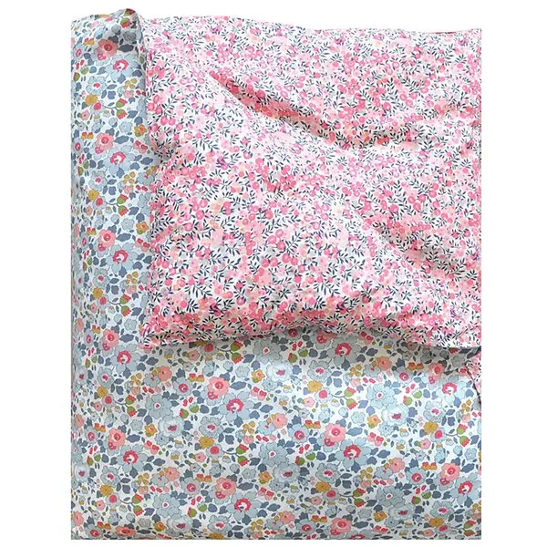 COCO & WOLF Liberty Fabric Betsy Grey & Wiltshire Bud Print Heirloom Quilt - Betsy Grey Wiltshire Pink