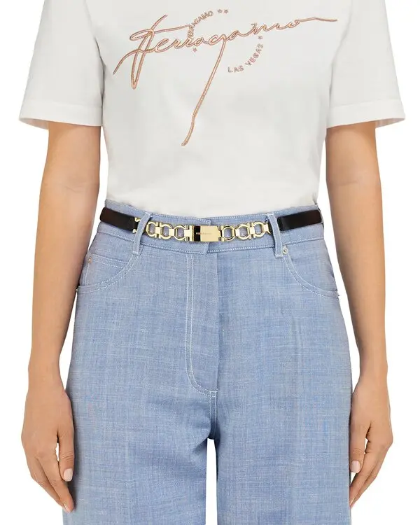 FERRAGAMO Extendable Gancini Bijoux Belt - Nero