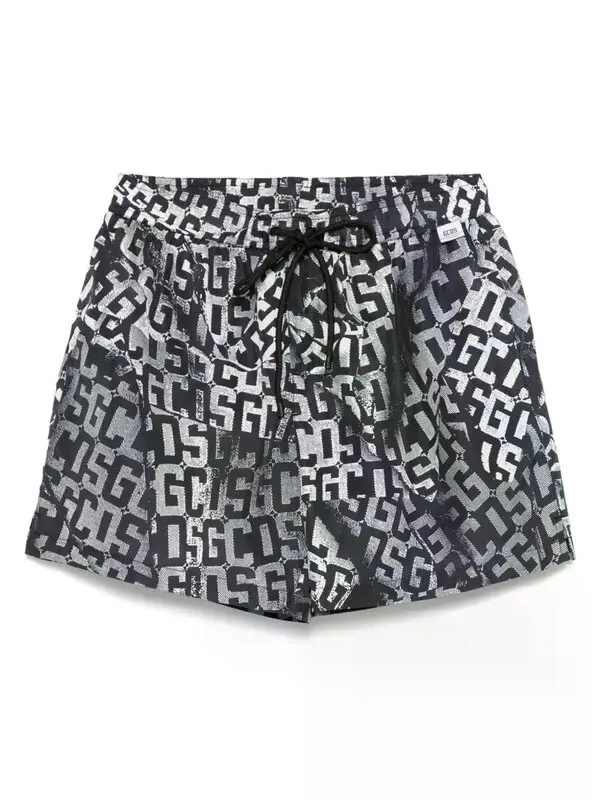 Gcds Logo-print Swim Shorts - Black