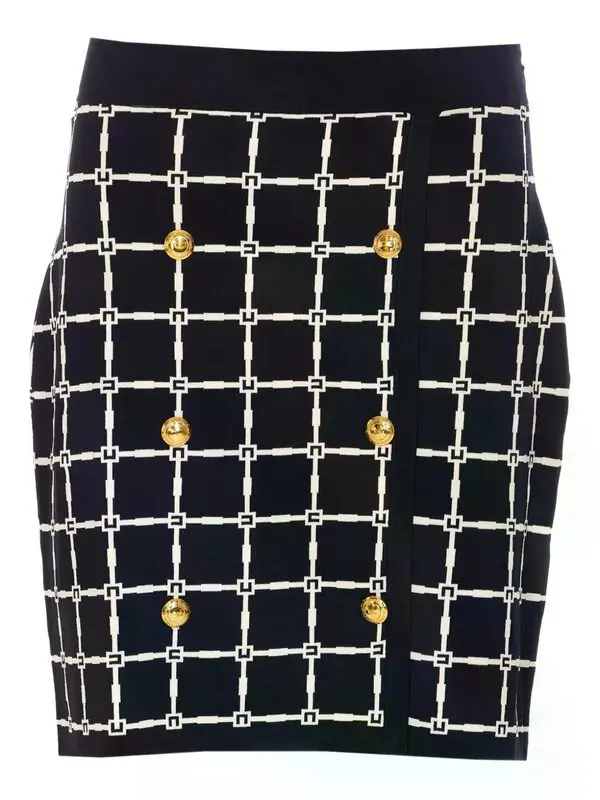 Elisabetta Franchi Grid-patterned Mini Skirt - Black