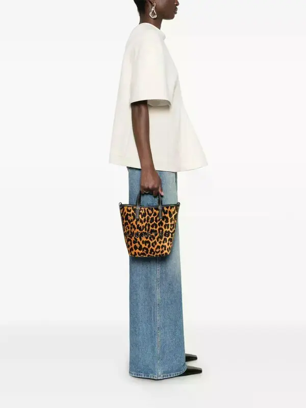 Stella McCartney Leopard-jacquard Bucket Bag - Brown