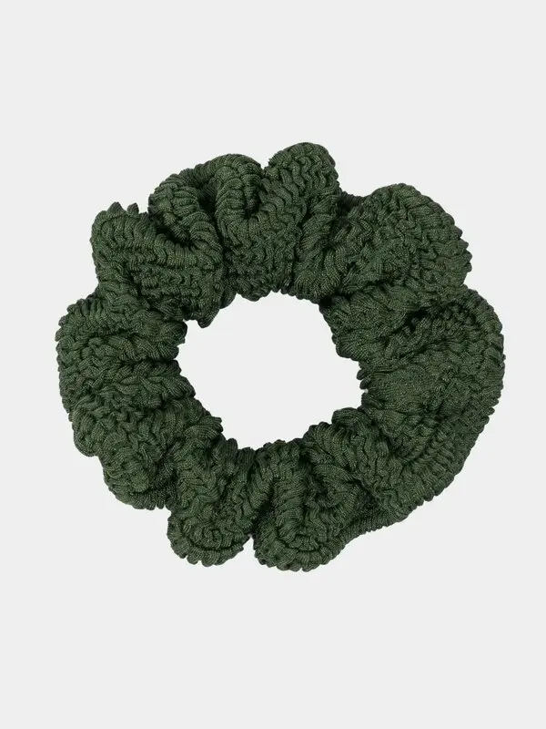 Hunza G Crinkle Scrunchie - Metallic Khaki