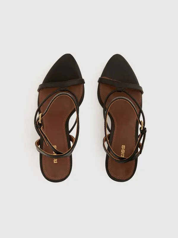 REISS Ashley Leather Strappy Heeled Sandals