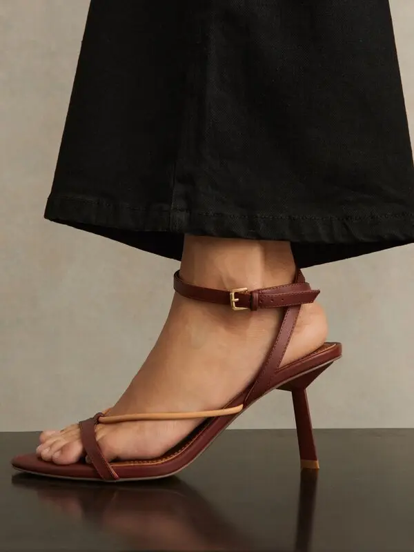REISS Ashley Leather Heeled Sandals