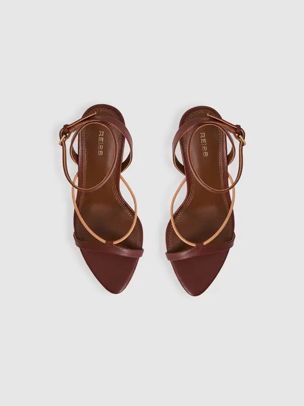 REISS Ashley Leather Heeled Sandals