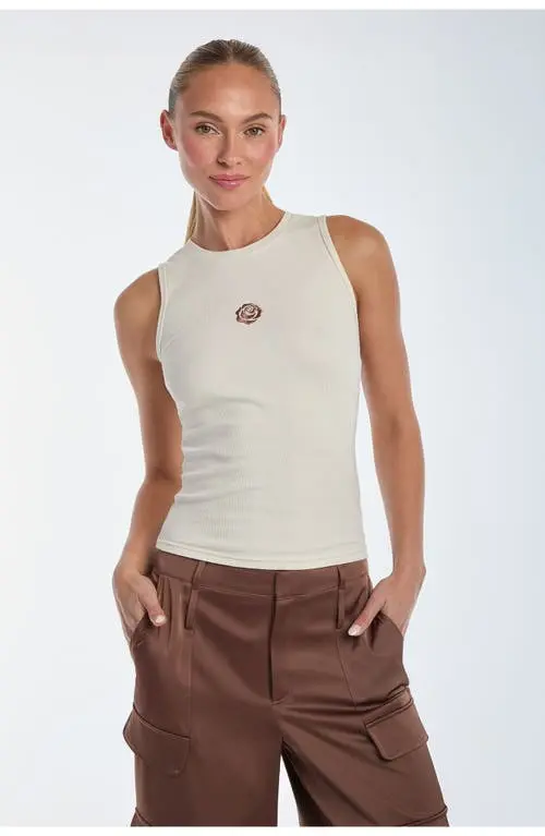 THE NOLI SHOP Rosette Tank Top - Pearl