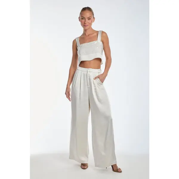 THE NOLI SHOP Noli Yoga Valentina Satin Pant - Pearl