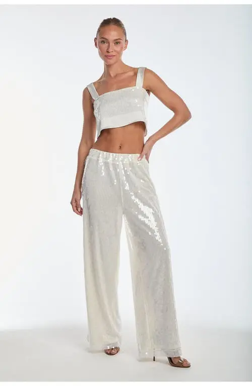 THE NOLI SHOP Noli Yoga Zoey Sequin Crop Top - Pearl