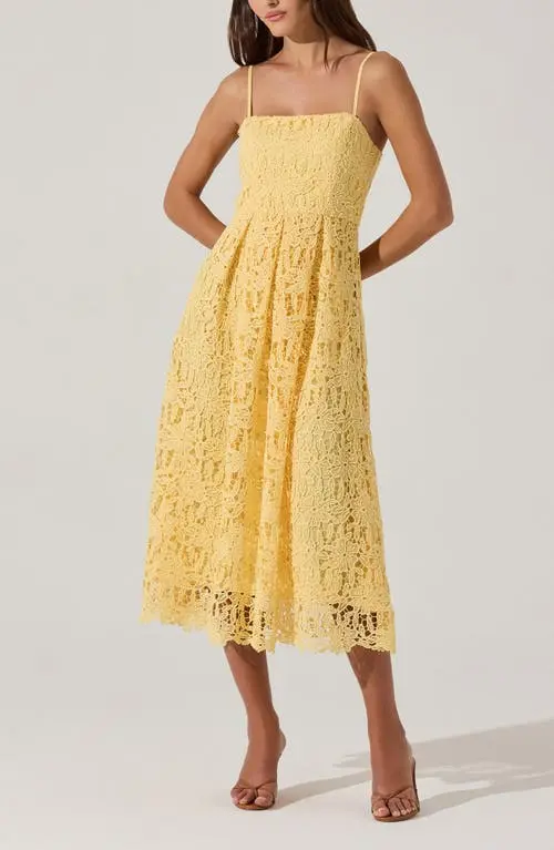 Astr The Label Floral Lace Midi Dress In Yellow - 35% Off | Editorialist