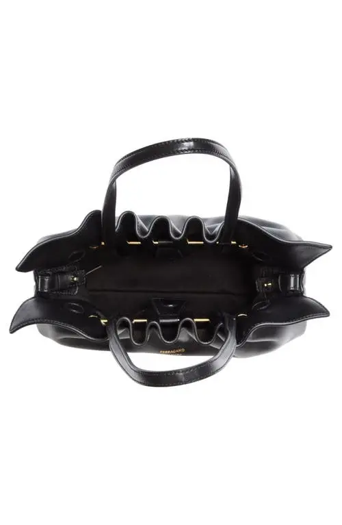 FERRAGAMO Small Gancio Piercing Shoulder Bag - Nero