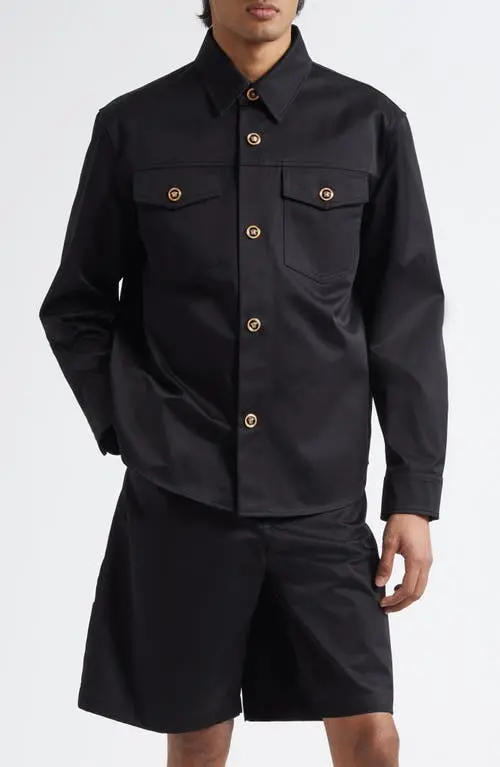 Versace Cotton Gabardine Overshirt - Black