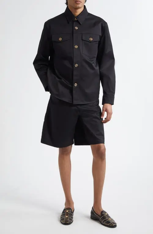 Versace Cotton Gabardine Overshirt - Black