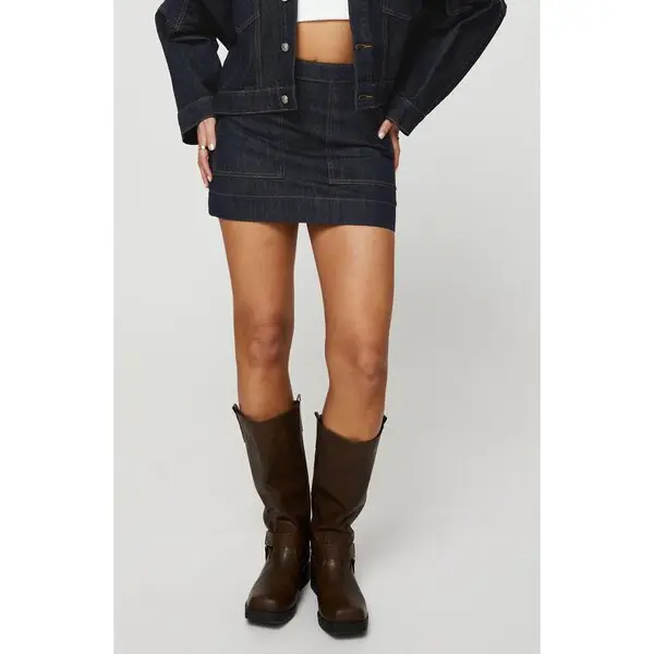 Princess Polly Hughes Patch Pocket Denim Miniskirt - Blue