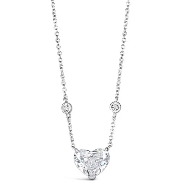 ANNA ZUCKERMAN Diamond Crystalline Heart Pendant Necklace - White Diamond Crystalline
