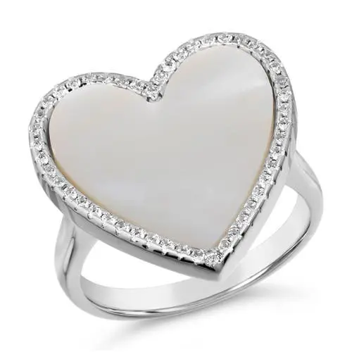 ANNA ZUCKERMAN House Of Cards Mother Of Pearl Ring - Platinum