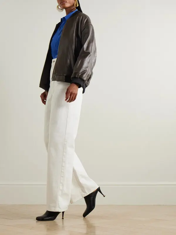 Nour Hammour Marly Leather Bomber Jacket - Brown