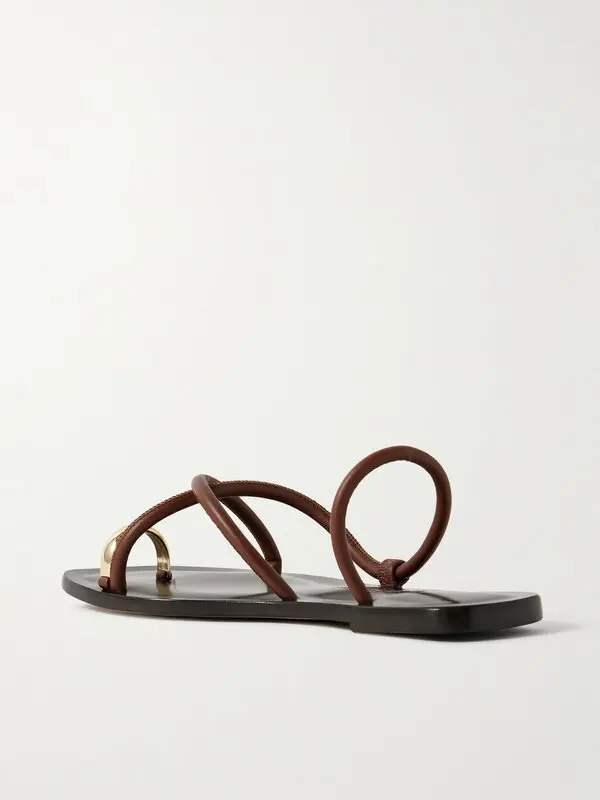 EMME PARSONS Laurie Embellished Leather Sandals - Brown