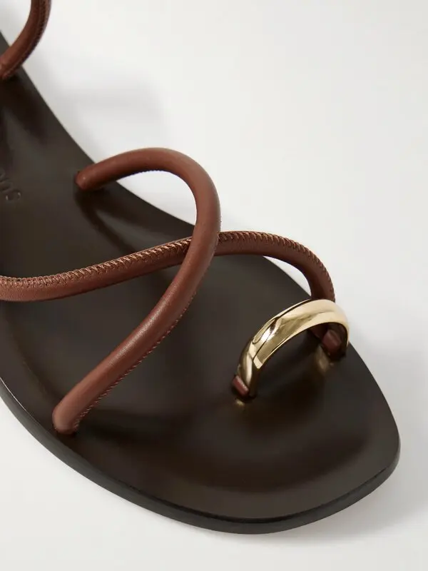 EMME PARSONS Laurie Embellished Leather Sandals - Brown