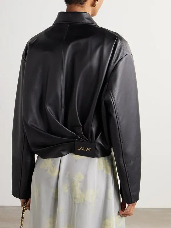 Loewe Gathered Leather Jacket - Black