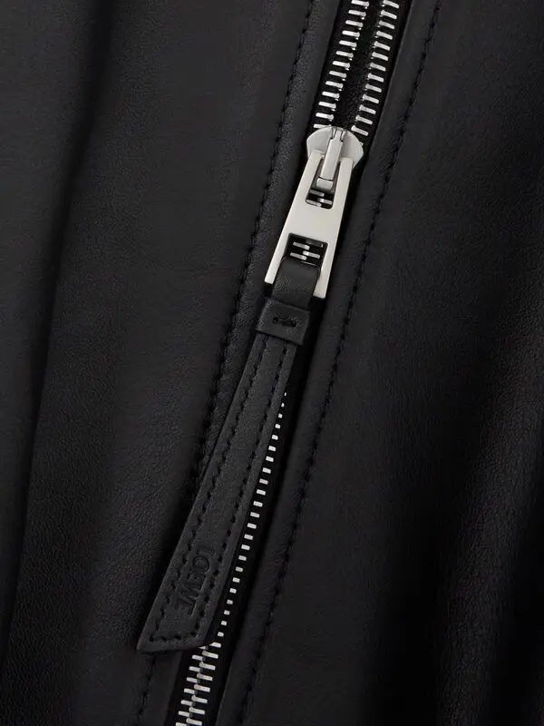Loewe Gathered Leather Jacket - Black