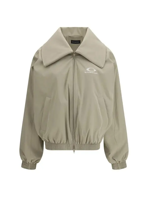 Balenciaga Zipper And Logo Jacket - Beige