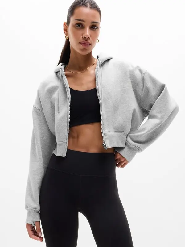 Athleta Forever Fleece Crop Full Zip - Grey