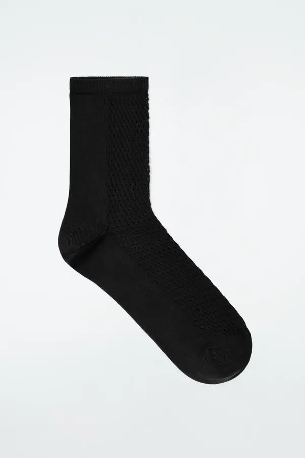 Cos Pointelle-knit Socks - Black