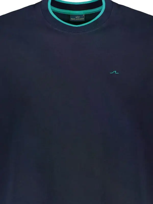 Paul & Shark Contrast-detail Cotton T-shirt - Blue