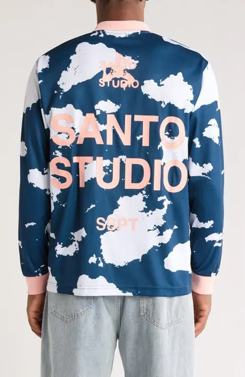 SANTO STUDIO Printed Half-zip Long Sleeve Polo