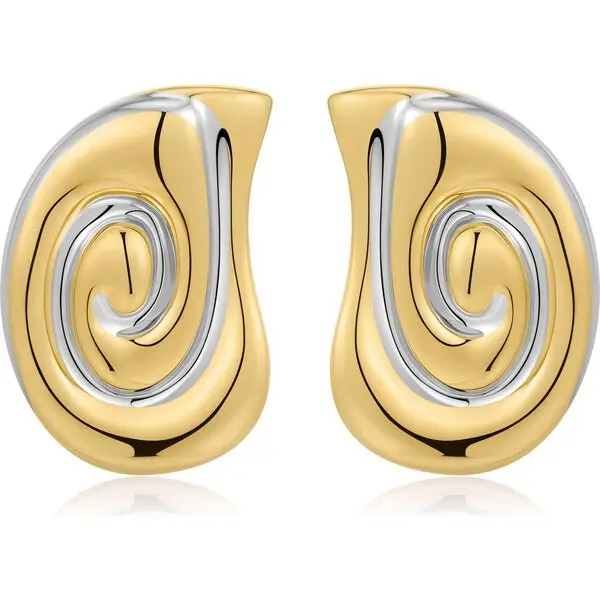 LUV AJ The Two-tone Coquille Stud Earrings - Gold/ Silver