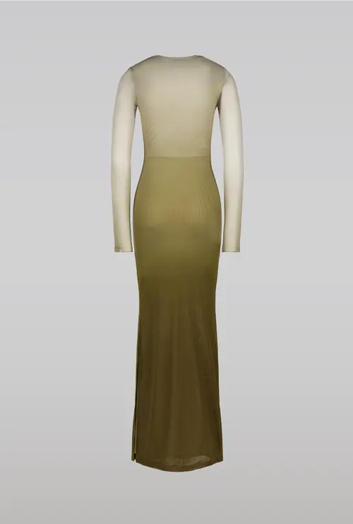 SAEMDI Gradient Mesh Maxi Dress