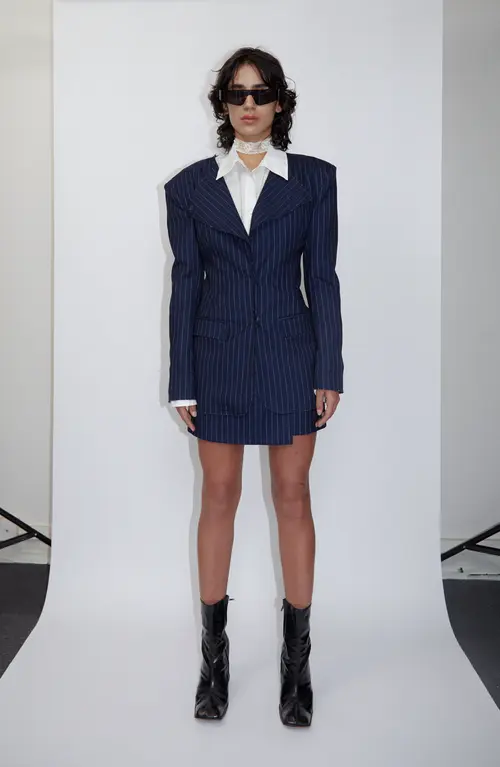 SAEMDI Pinstripe Mini Skirt