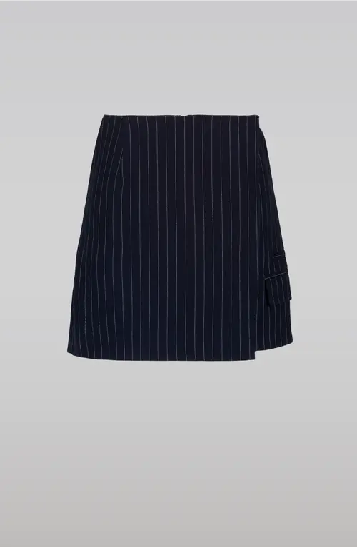 SAEMDI Pinstripe Mini Skirt - Navy