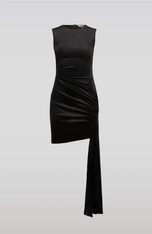 SAEMDI Velvet Side Tail Mini Dress - Black