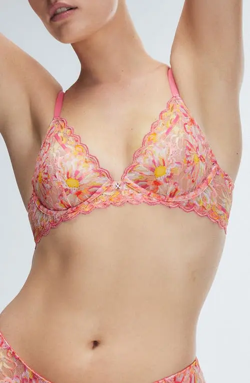 SAVAGE X FENTY Sunray Lace Plunge Bra - Acacia Pink