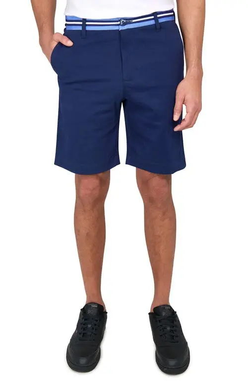 CON.STRUCT Slim Fit Solid Flat Front Shorts - Navy