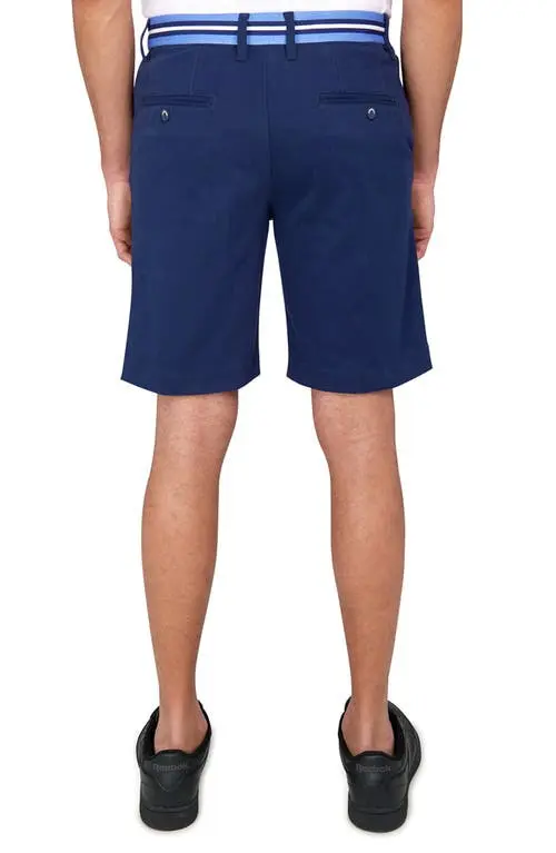 CON.STRUCT Slim Fit Solid Flat Front Shorts - Navy