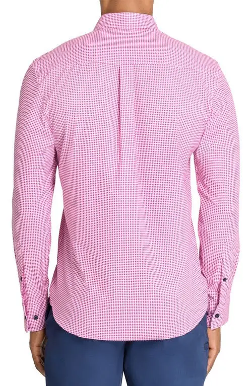 CON.STRUCT Slim Fit Micro Plaid Recycled 4-way Stretch Performance Long Sleeve Shirt - Pink