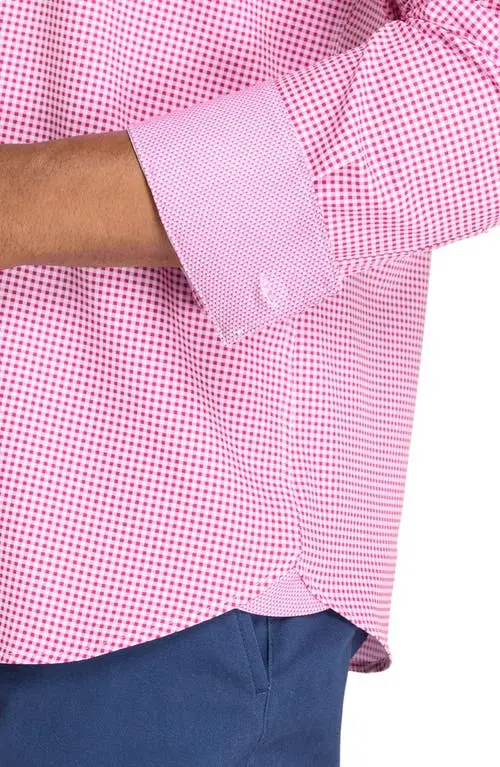 CON.STRUCT Slim Fit Micro Plaid Recycled 4-way Stretch Performance Long Sleeve Shirt - Pink