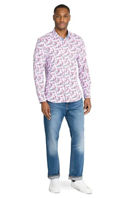 CON.STRUCT Slim Fit Heart Motif Recycled 4-way Stretch Performance Long Sleeve Shirt