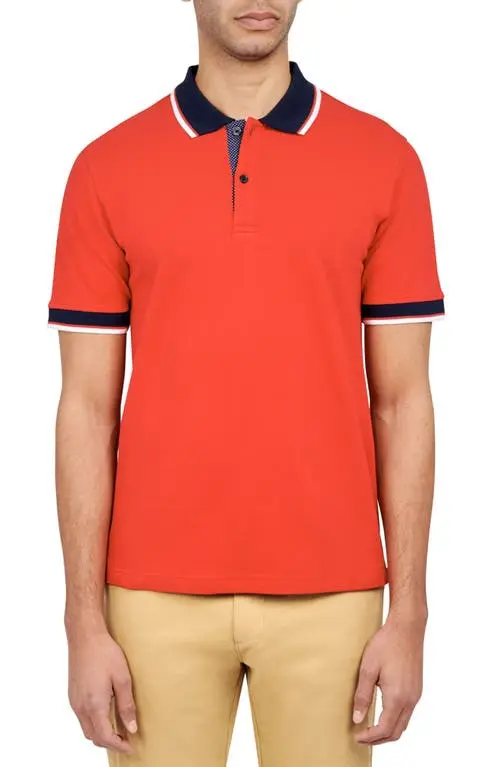 CON.STRUCT Slim Fit Solid Cotton Stretch Pique Polo - Red