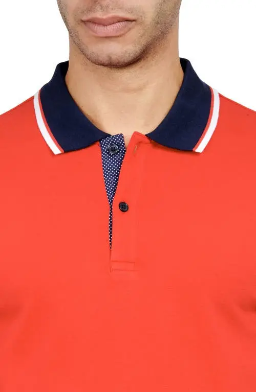 CON.STRUCT Slim Fit Solid Cotton Stretch Pique Polo - Red