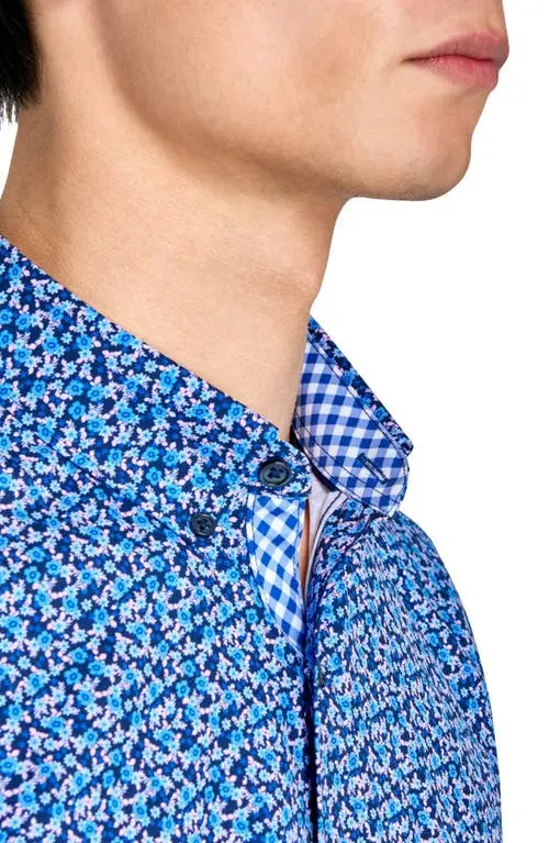 CON.STRUCT Slim Fit Clustered Floral Recycled 4-way Stretch Performance Short Sleeve Shirt
