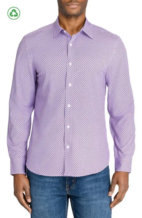 CON.STRUCT Slim Fit Mosaic Dot Recycled 4-way Stretch Performance Long Sleeve Shirt - Purple