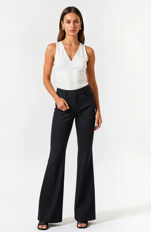MODENAIRE High-waisted Wide-leg Tailored Trousers
