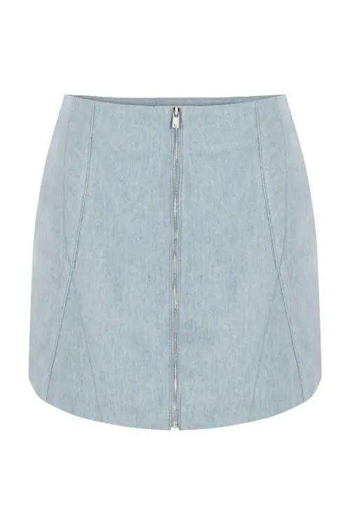 JENDUE Marvel Denim Mini Skirt With Zipper Detail