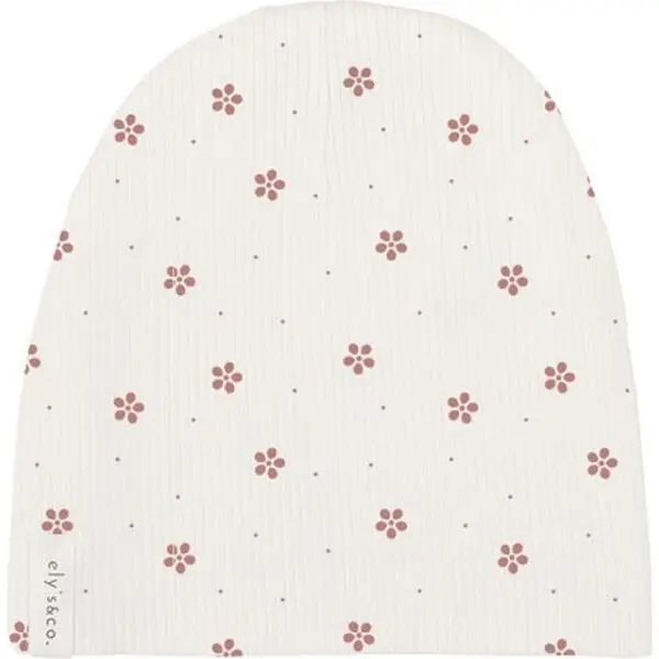 ELY'S & CO. Baby Cotton Ribbed Beanie - Floral Pin Dot