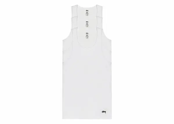 StÜssy World Tour" 3-pack Tank Tops - White