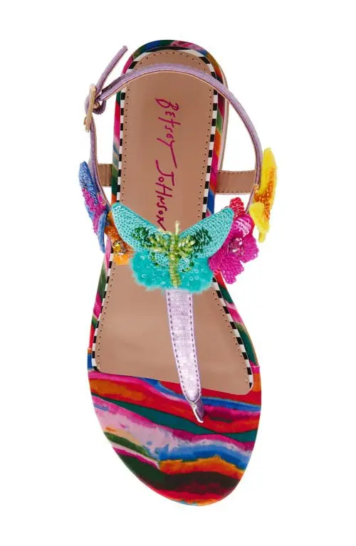 Betsey Johnson Halie T-strap Sandal - Fuchsia Multi