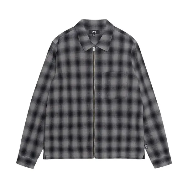 StÜssy Zip Twisted Yarn Plaid Shirt 'charcoal - Multicolor
